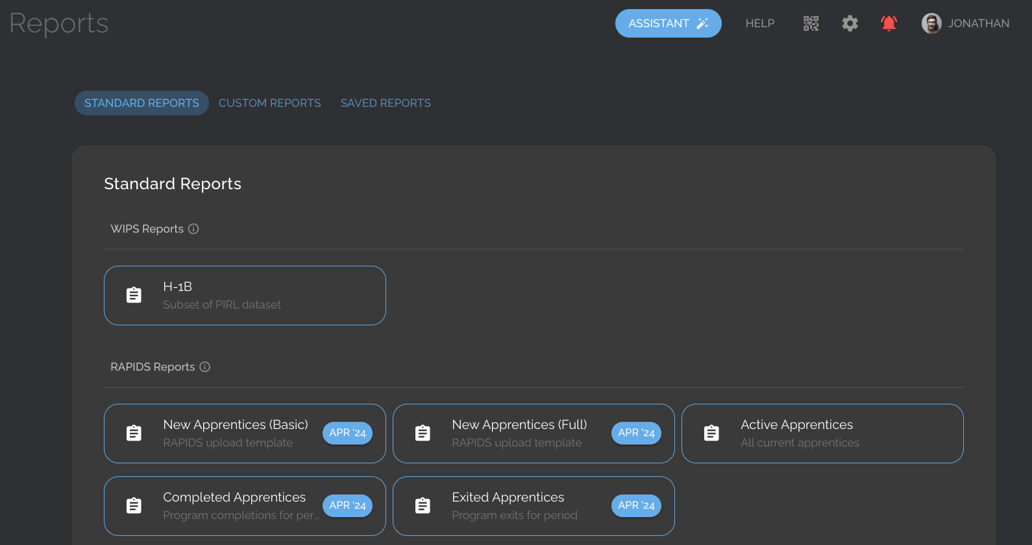 How to Generate a RAPIDS Apprentice Registration Report
