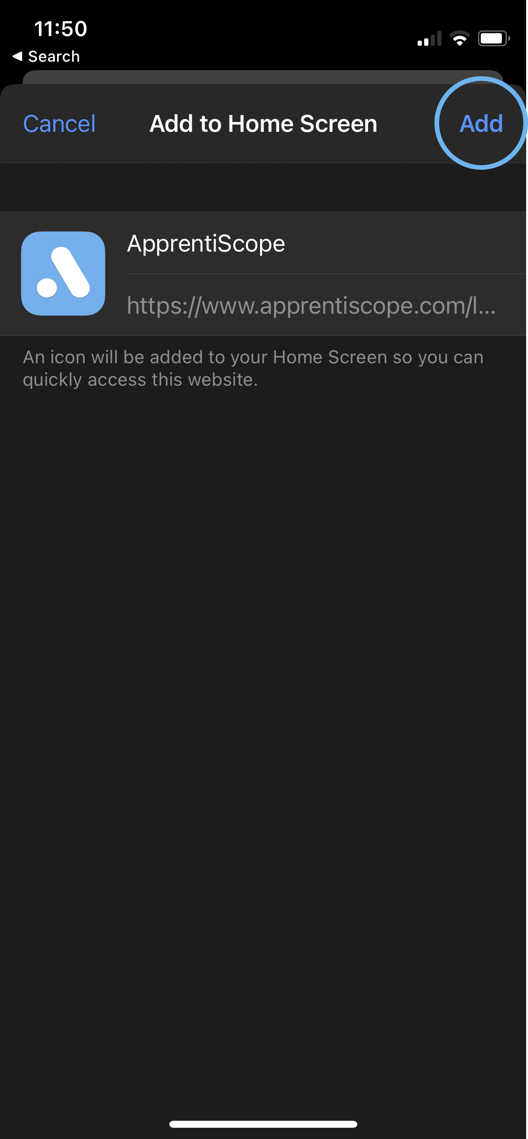 How to install ApprentiScope app on iOS